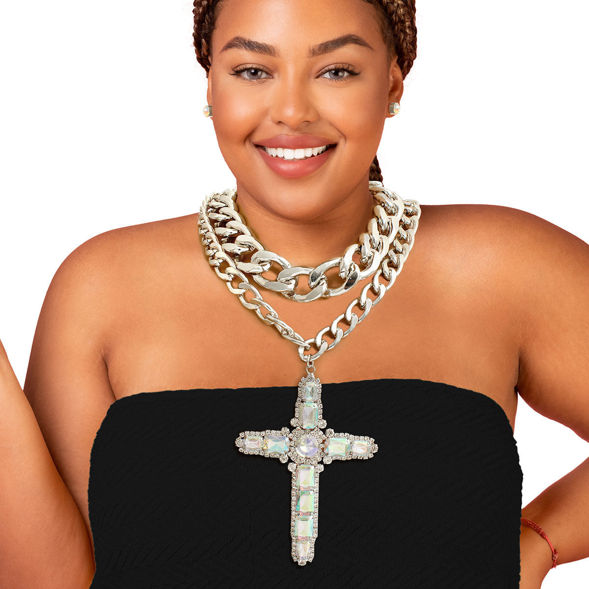 Chunky Silver AURBO Jumbo Cross Set – The GameChanger's Boutique