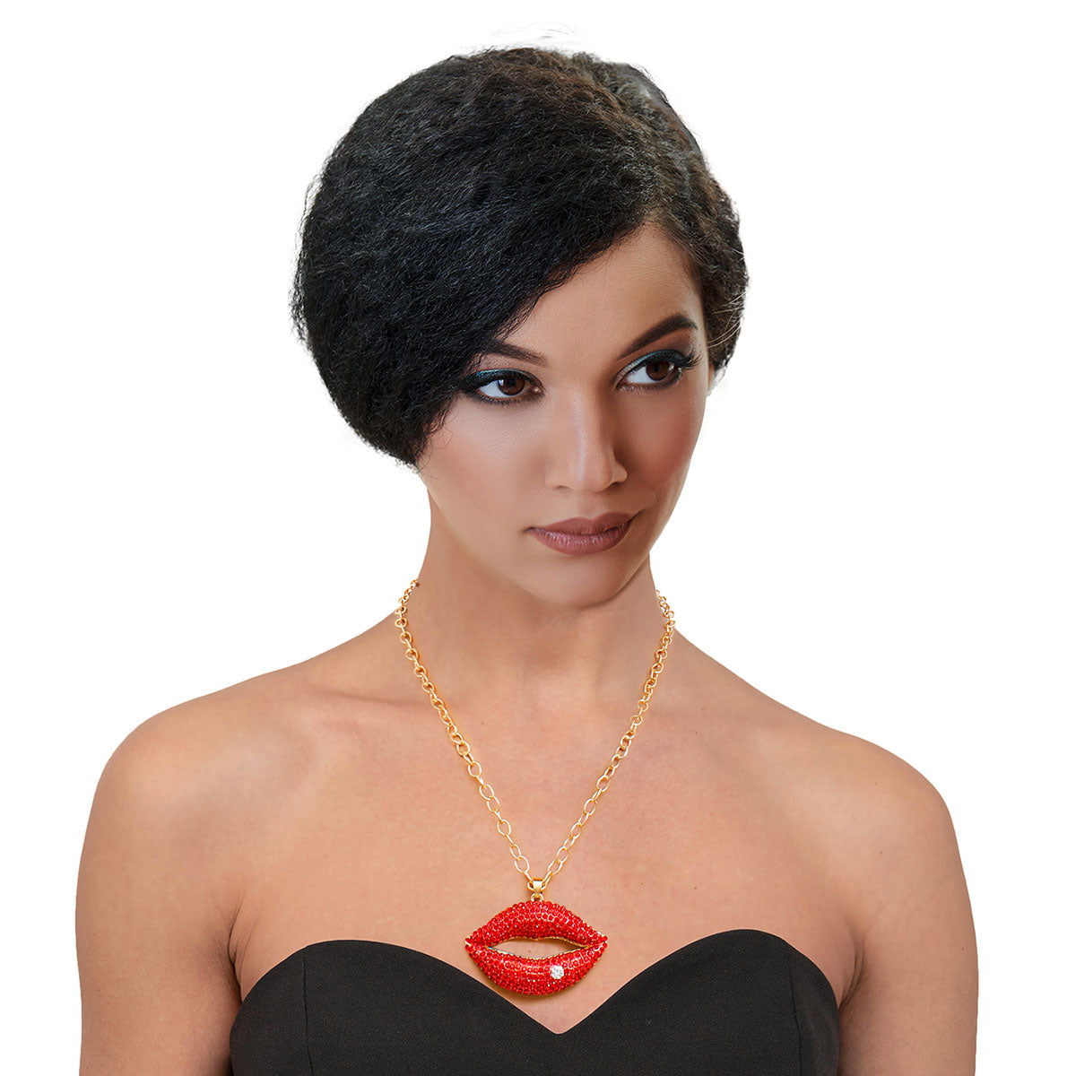 Red Rhinestone Lips Gold Chain – The GameChanger's Boutique