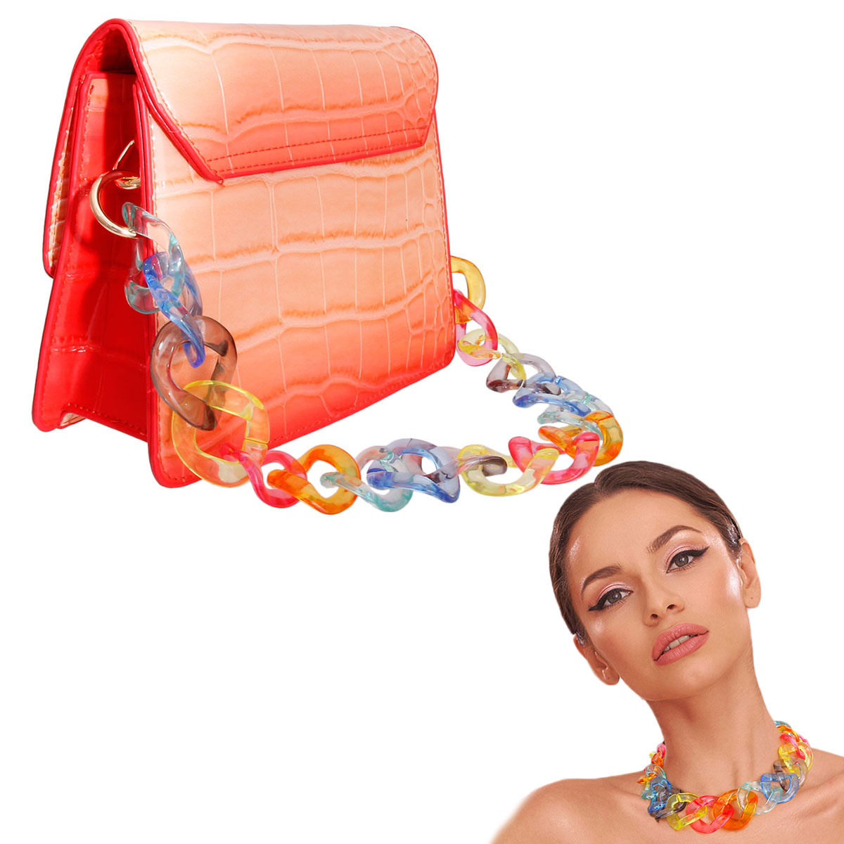 Multi Pastel Clear Link Chain Necklace – The GameChanger's Boutique
